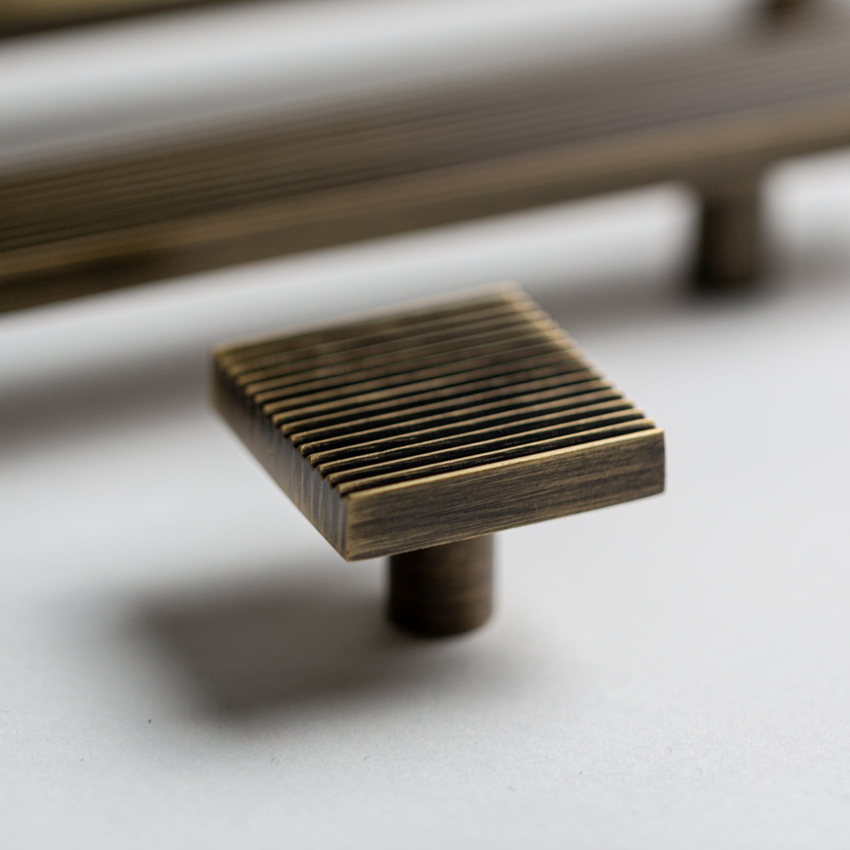 Rail Antique Brass Grooved Cabinet Knob, Solid Brass, Textured ...