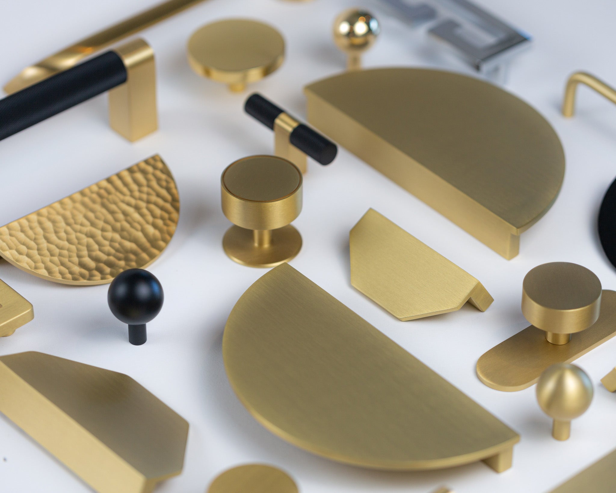 Designer curated modern solid brass cabinet hardware