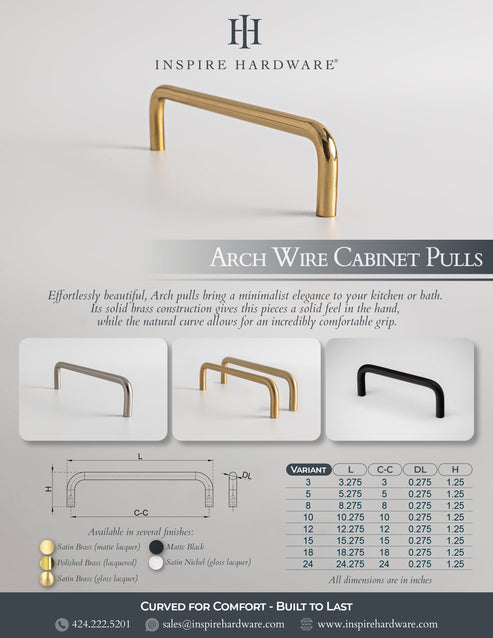 Arch Brass Wire Cabinet Pulls | Inspire Hardware