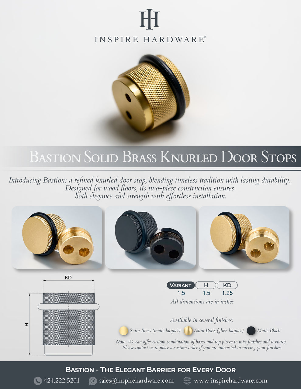 Bastion Classic Knurled Door Stop | Inspire – Inspire Hardware