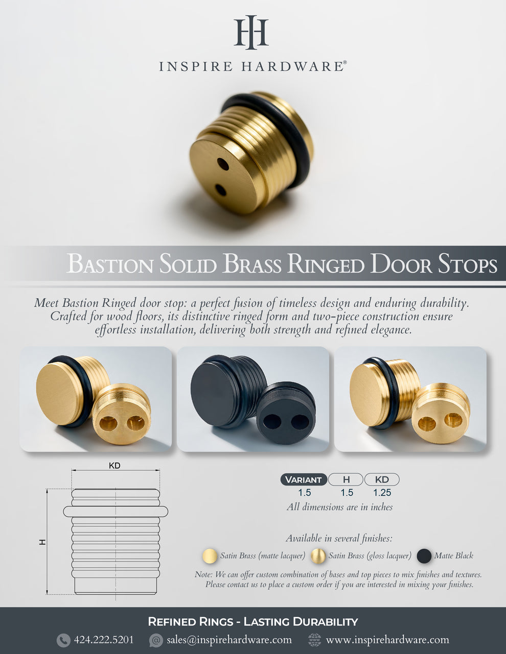 Bastion Ring Brass Door Stop | Inspire Hardware