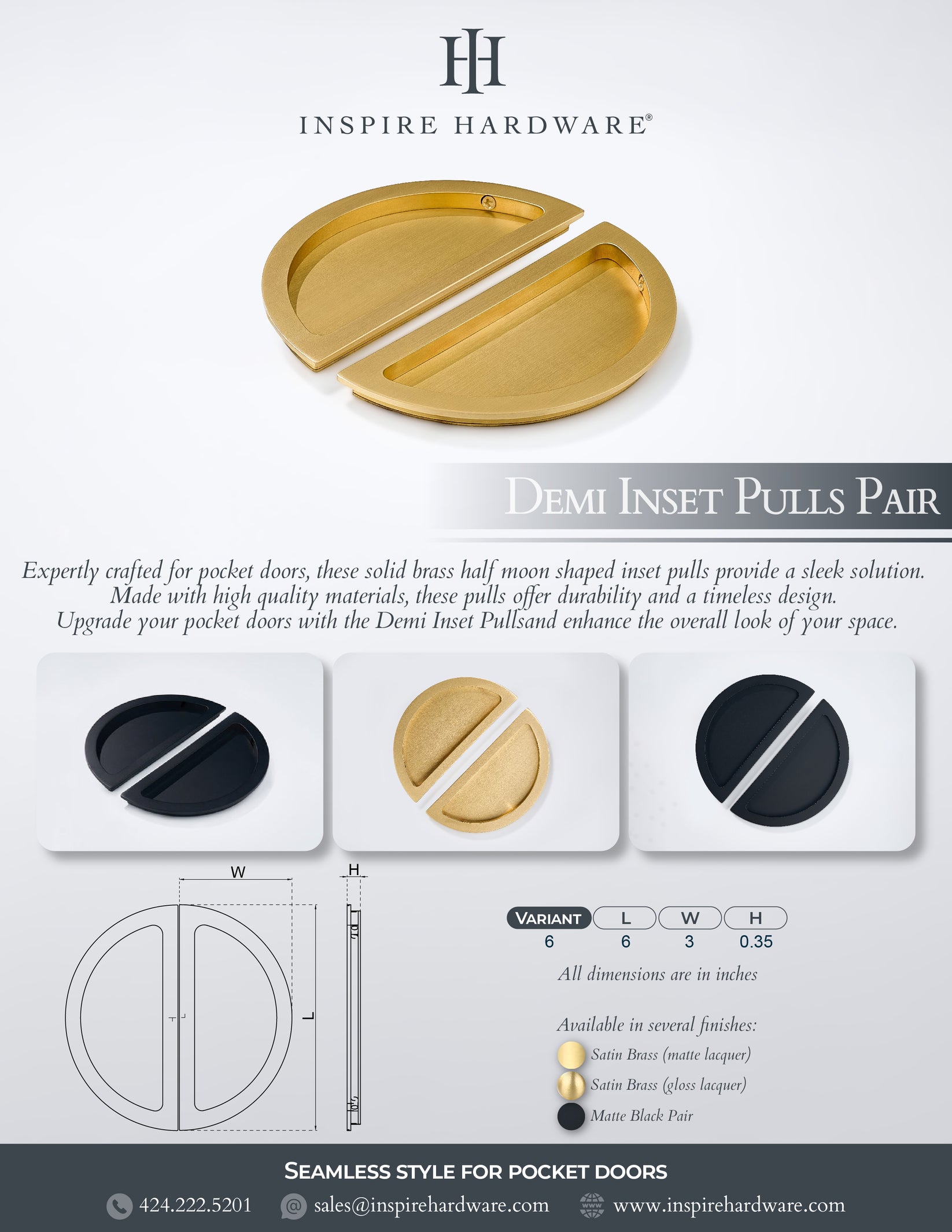 Demi Inset Pull, Pair – Inspire Hardware