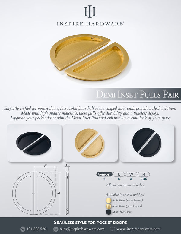 Demi Inset Pull, Pair – Inspire Hardware