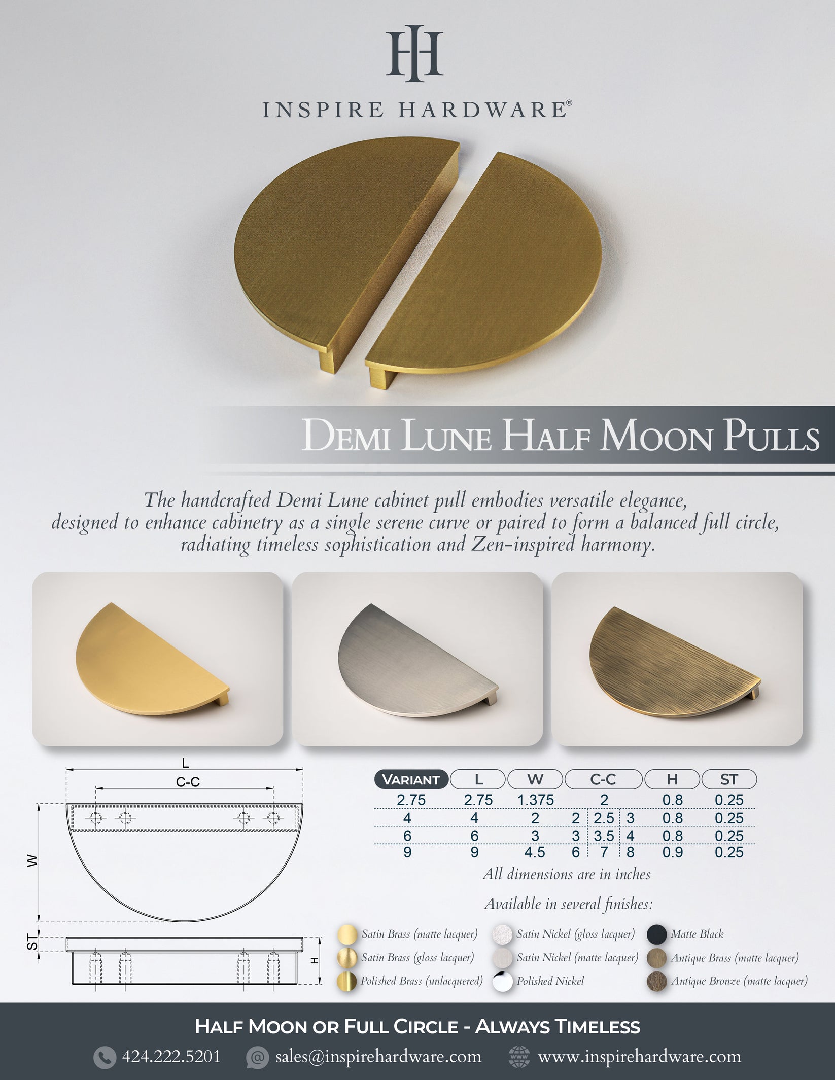 Half Moon Cabinet Pulls – Demi Lune | Inspire – Inspire Hardware