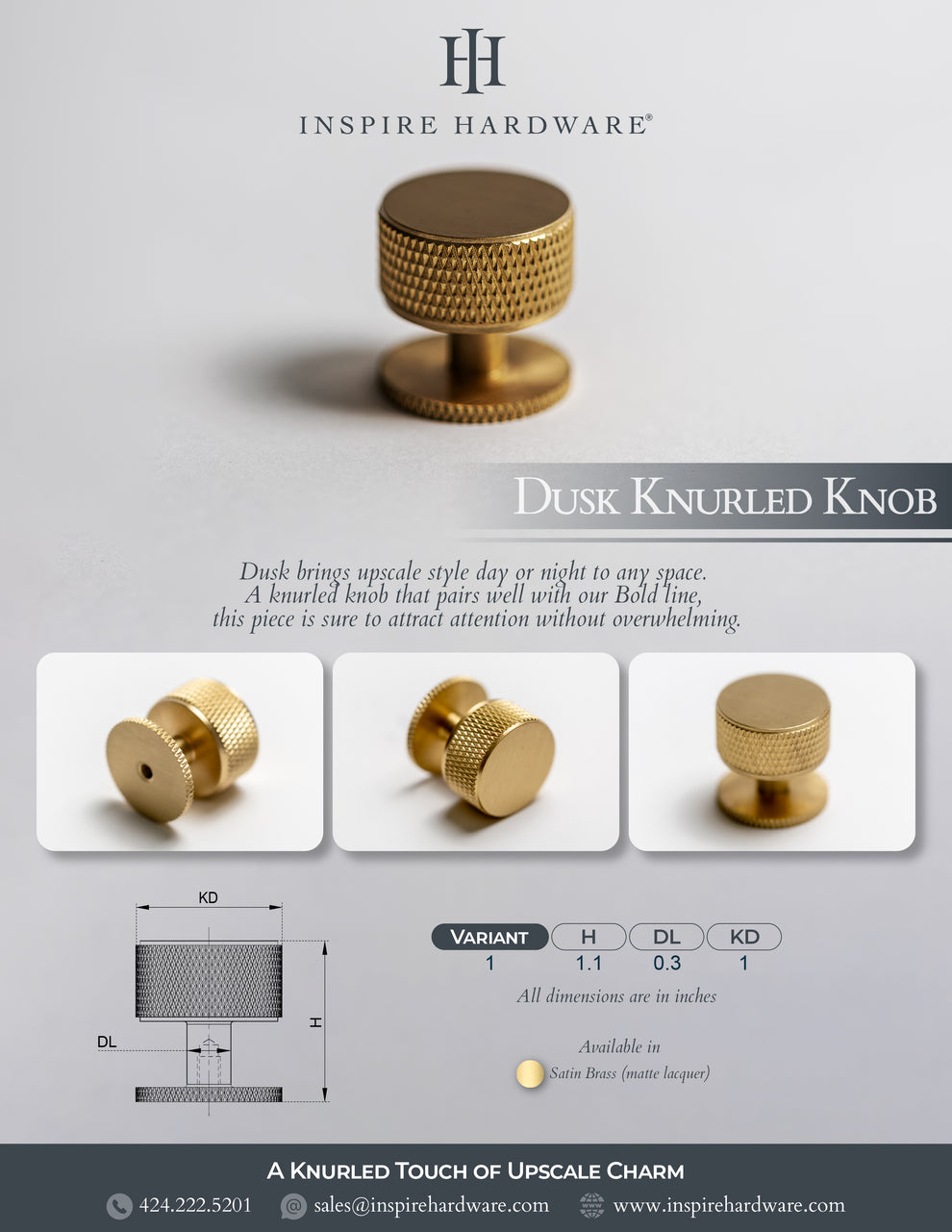 Dusk - Solid Brass Knurled Knobs – Inspire Hardware