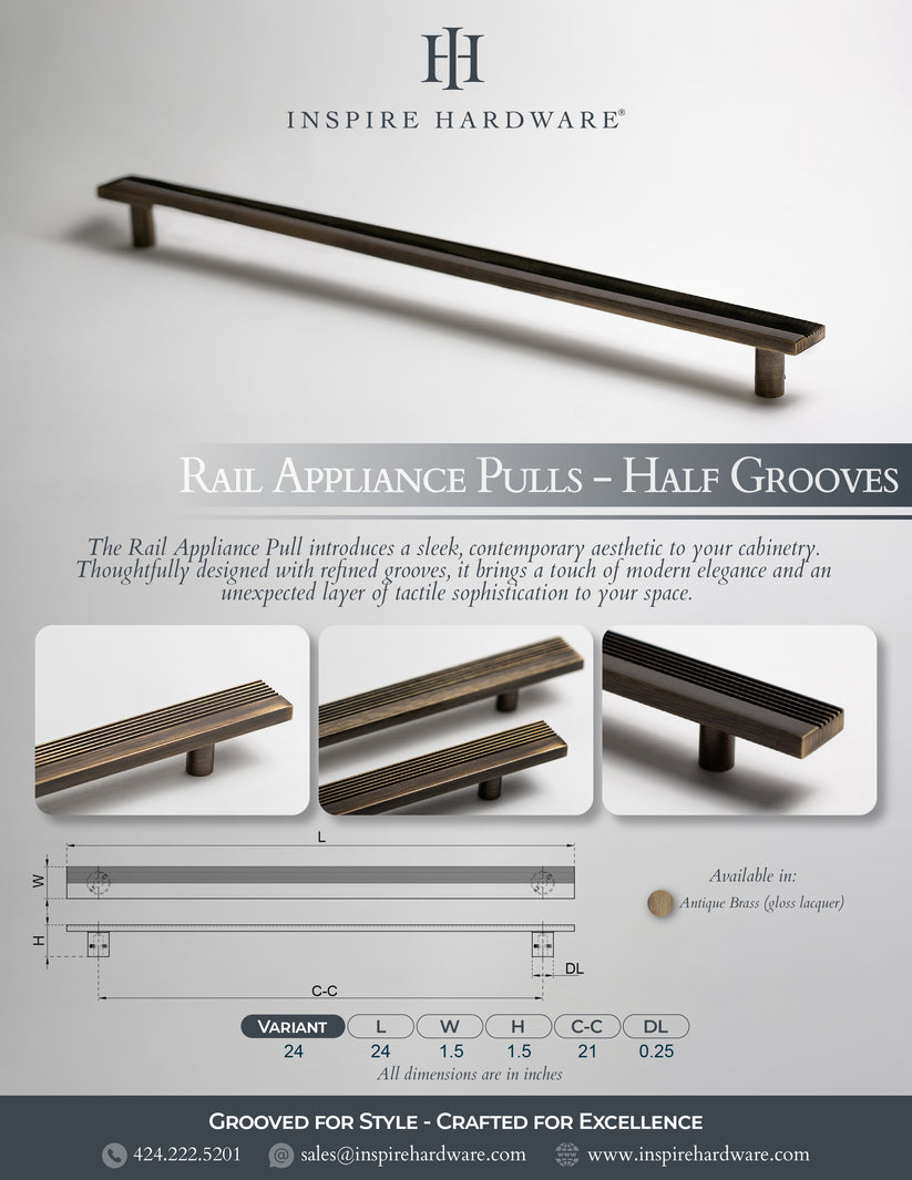 Rail Antique Brass Appliance Pull | Inspire – Inspire Hardware