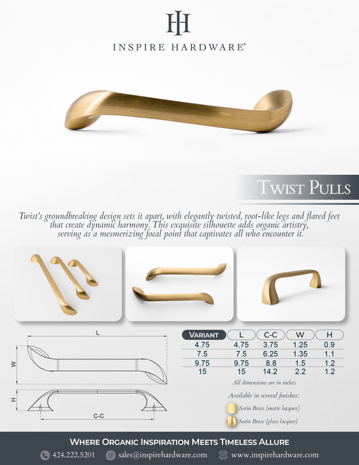 Twist Brass Cabinet Pulls | Inspire Hardware
