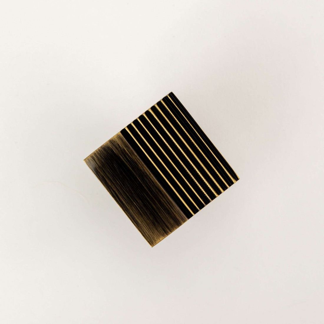 Rail Antique Brass Grooved Cabinet Knob, Solid Brass, Half Grooves ...